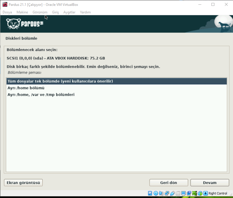 Sanal Makine Üzerinde Pardus Kurulumu - Pardus Gönüllü Platformu